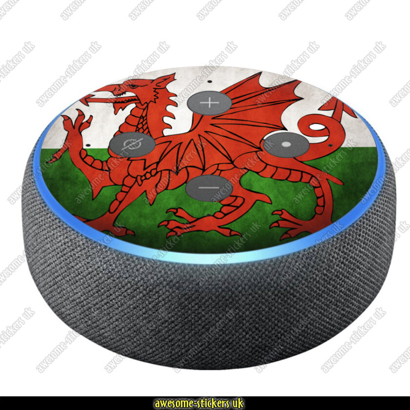 Amazon Echo Dot 3 stickers skins 009 - WELSH FLAG - Awesome Stickers UK