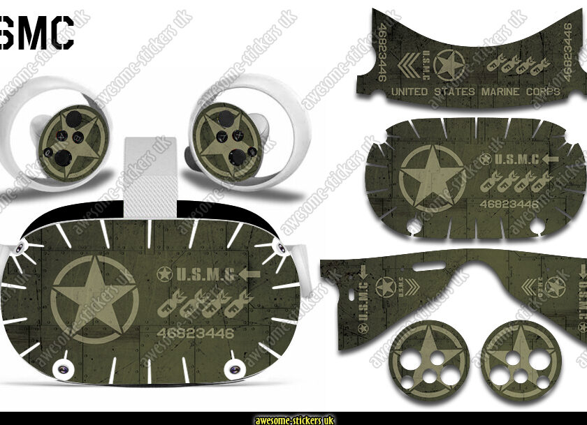 Meta Quest 2 - vinyl sticker wrap 015 - USMC (Oculus) - Awesome Stickers UK