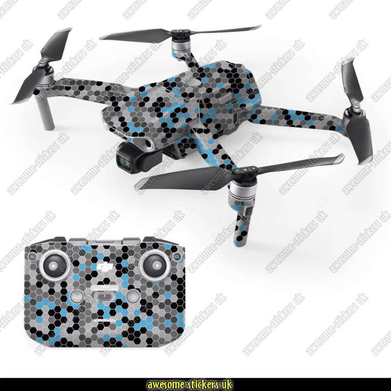DJI Mavic Air 2 wraps 023 - Blue honeycomb camouflage