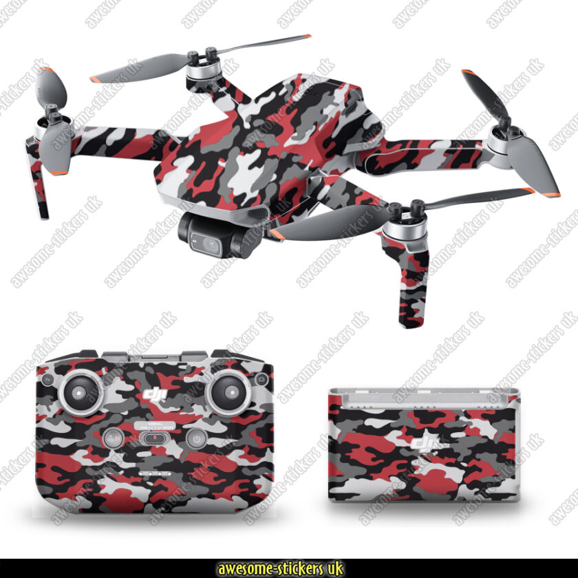 DJI Mini 2 skins 004 - Red urban camouflage