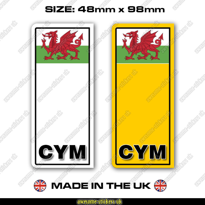 Number plate stickers 088 - WELSH flag (Cymru)