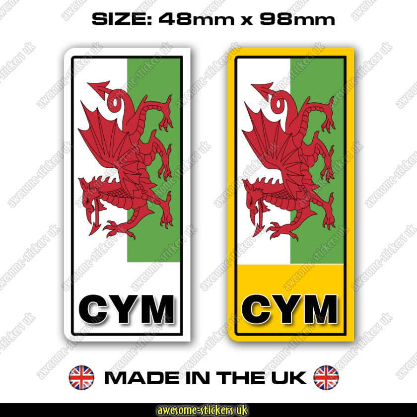 Number plate stickers 089 - WELSH flag (Cymru)