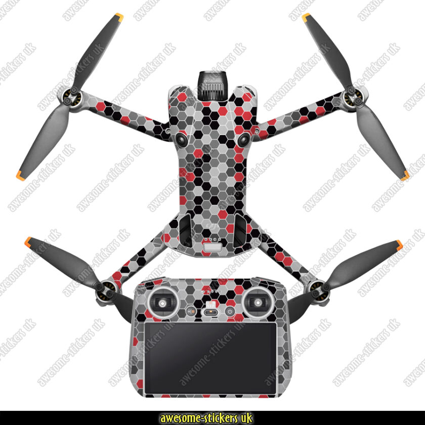 DJI Mini 4 Pro wraps 022 - Red honeycomb camouflage