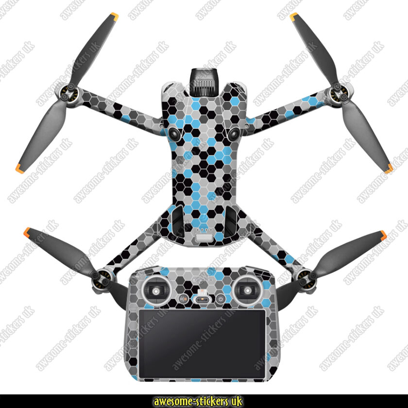 DJI Mini 4 Pro wraps 023 - Blue honeycomb camouflage
