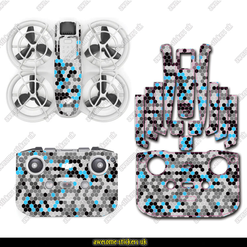 DJI NEO skins 023 - Blue Hexagon Camouflage