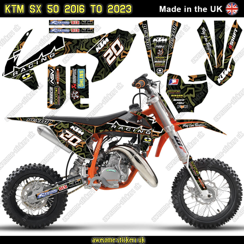 KTM 50 SX GRAPHICS DECALS 2016- 2023 - Awesome Stickers UK