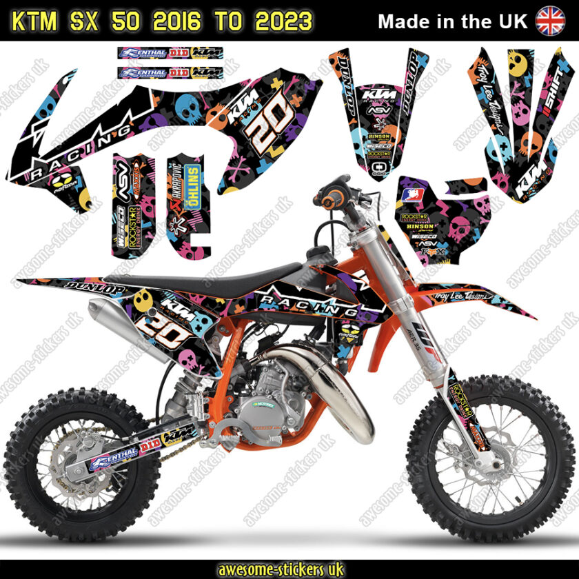 KTM 50 SX GRAPHICS DECALS 2016- 2023 - Awesome Stickers UK